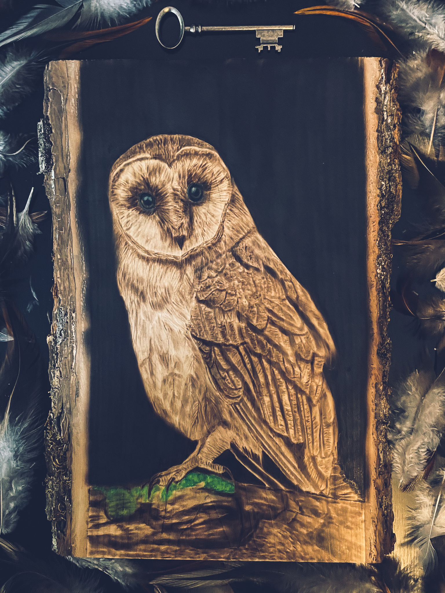 Barn Owl Wood-Burned Art - Amanda Nicole Chase